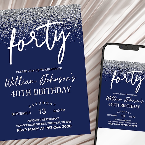 Blue Birthday Invite - Etsy