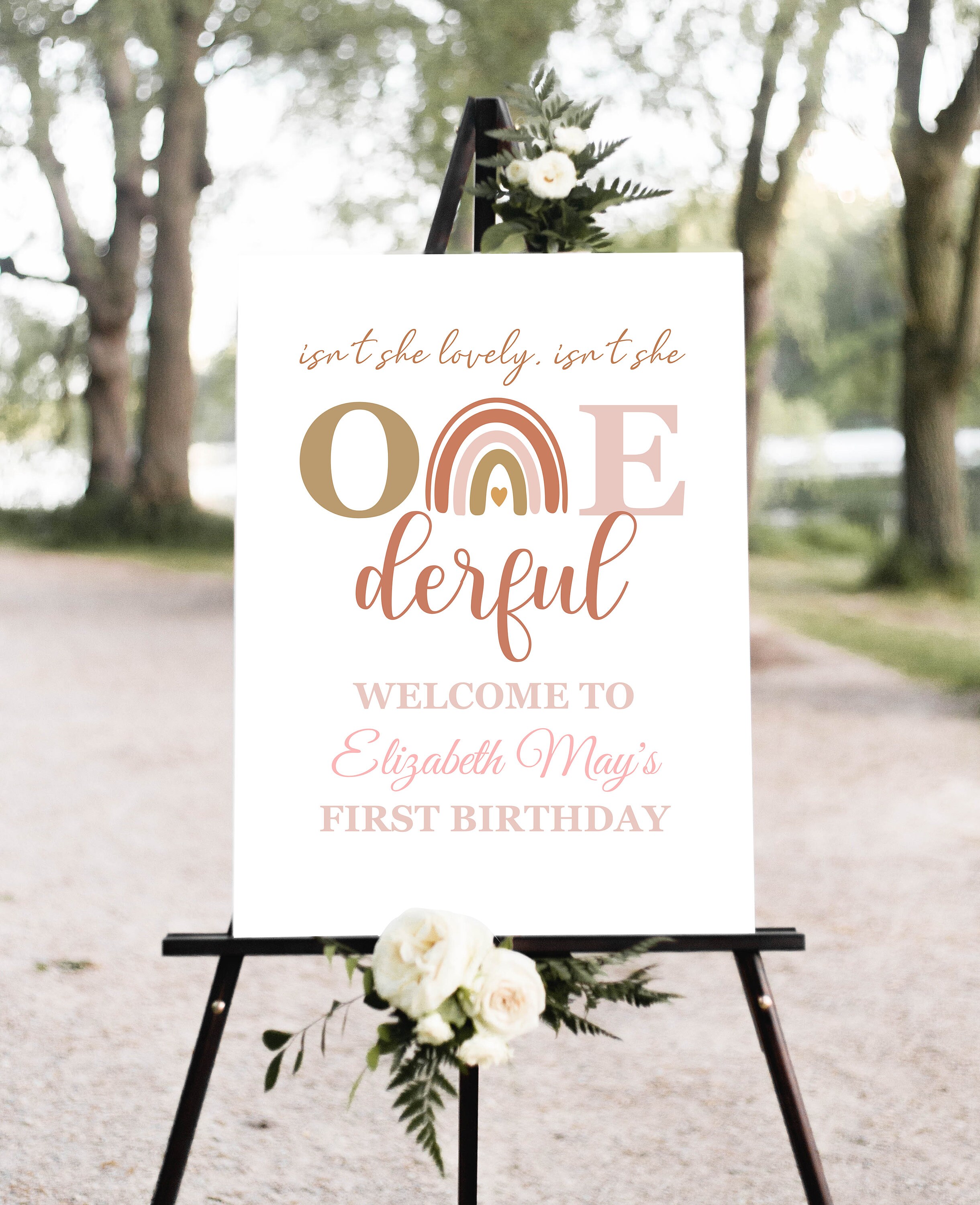 BOHO Rainbow Welcome Sign Isn't She Onederful Sign Editable Boho ...