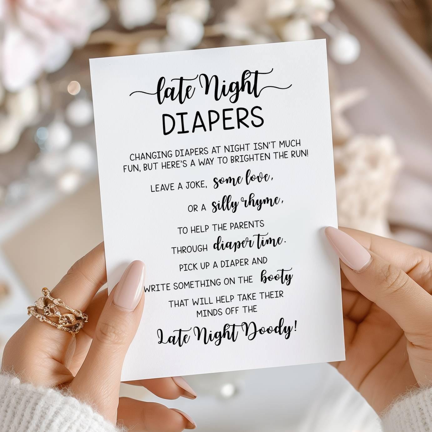 Late Night Diapers Printable, Baby Shower Games Printable, Diapers Game ...
