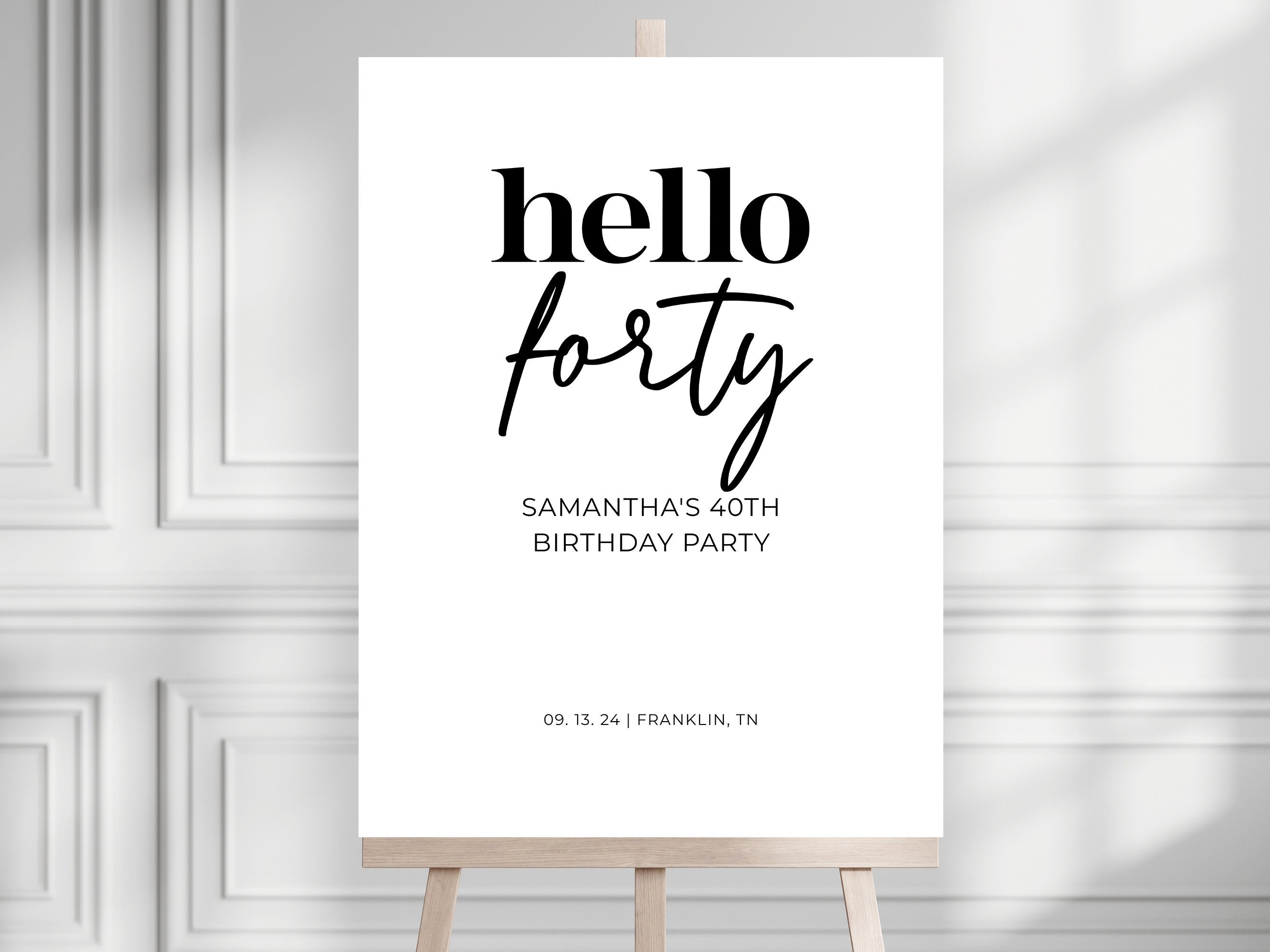 Hello Forty Minimalist 40th Birthday Party Welcome Sign - Etsy