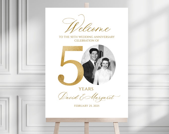 Wedding Anniversary Welcome Sign Any Year Golden Anniversary Poster ...