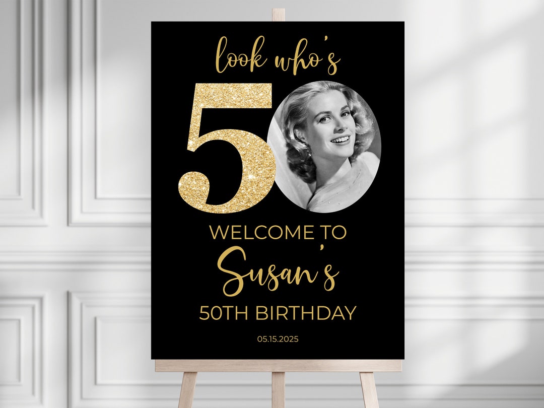 50th Welcome Sign, Look Who's 50 Birthday Welcome Sign, Modern 50th ...