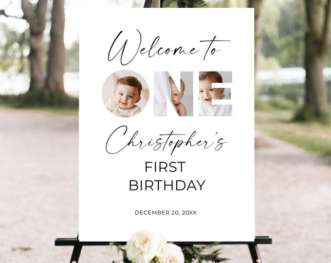 First Birthday Welcome Sign, 1st Birthday Welcome Sign, Photo First ...