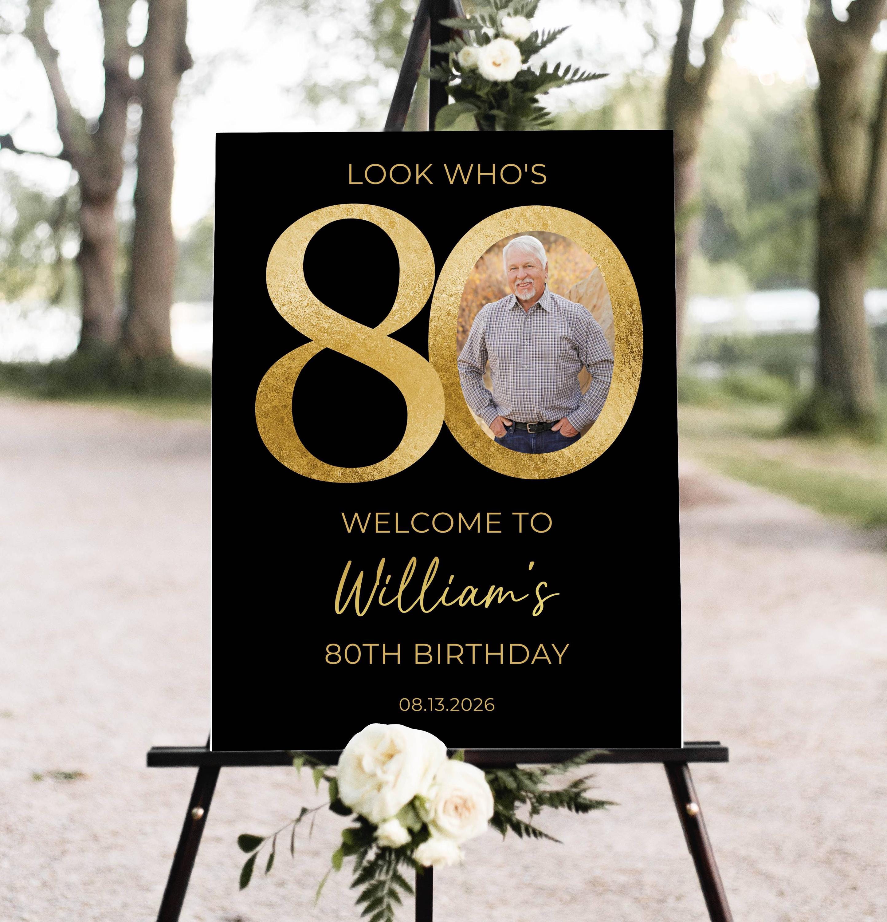 80th Welcome Sign, Look Who's 80 Welcome Sign, Modern 80th Welcome Sign ...