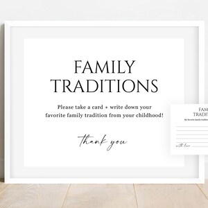 Family Traditions Sign and Card, Baby Shower, Share a Memory, Childhood ...
