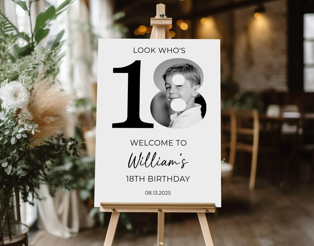 18th Welcome Sign, Look Who's 18 Welcome Sign, Modern 18th Welcome Sign ...