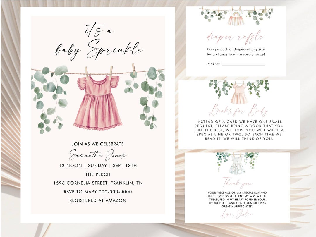Baby Girl Sprinkle Invitation, Baby Sprinkle Invite, Girl Sprinkle ...