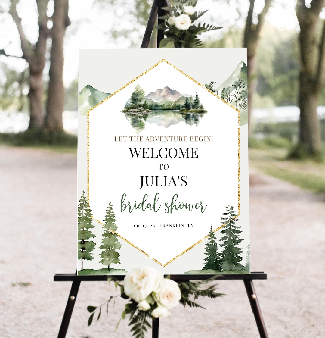 Mountains Welcome Sign Adventure Bridal Shower Baby Shower Welcome Sign ...