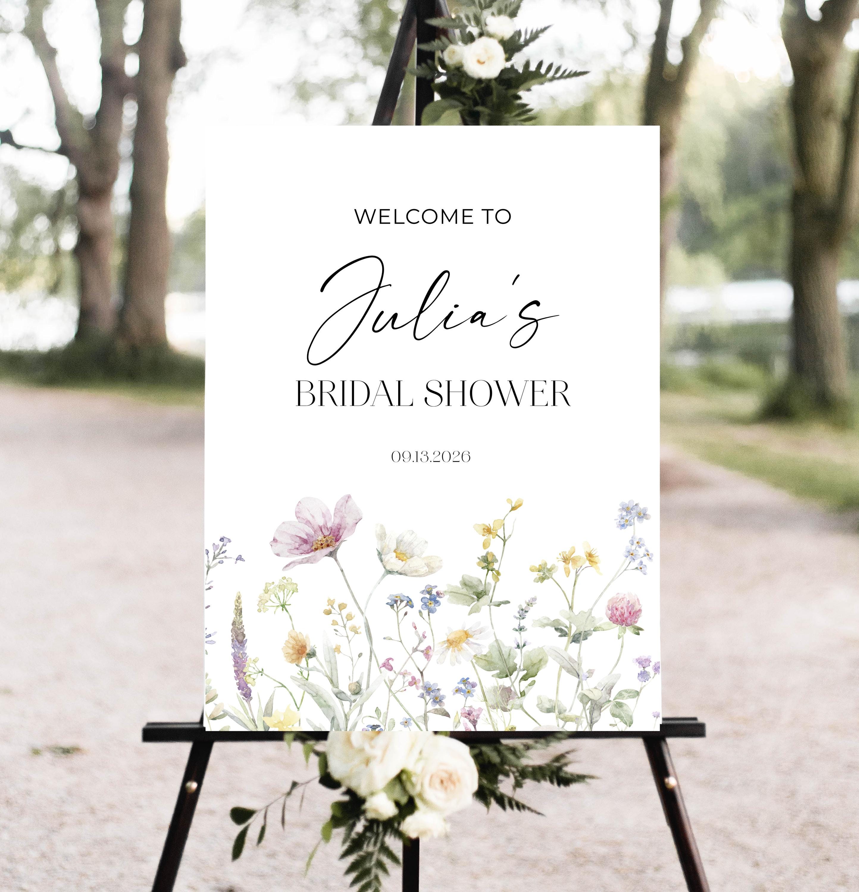 Editable Wildflower Welcome Sign Template, Printable Bridal Shower ...