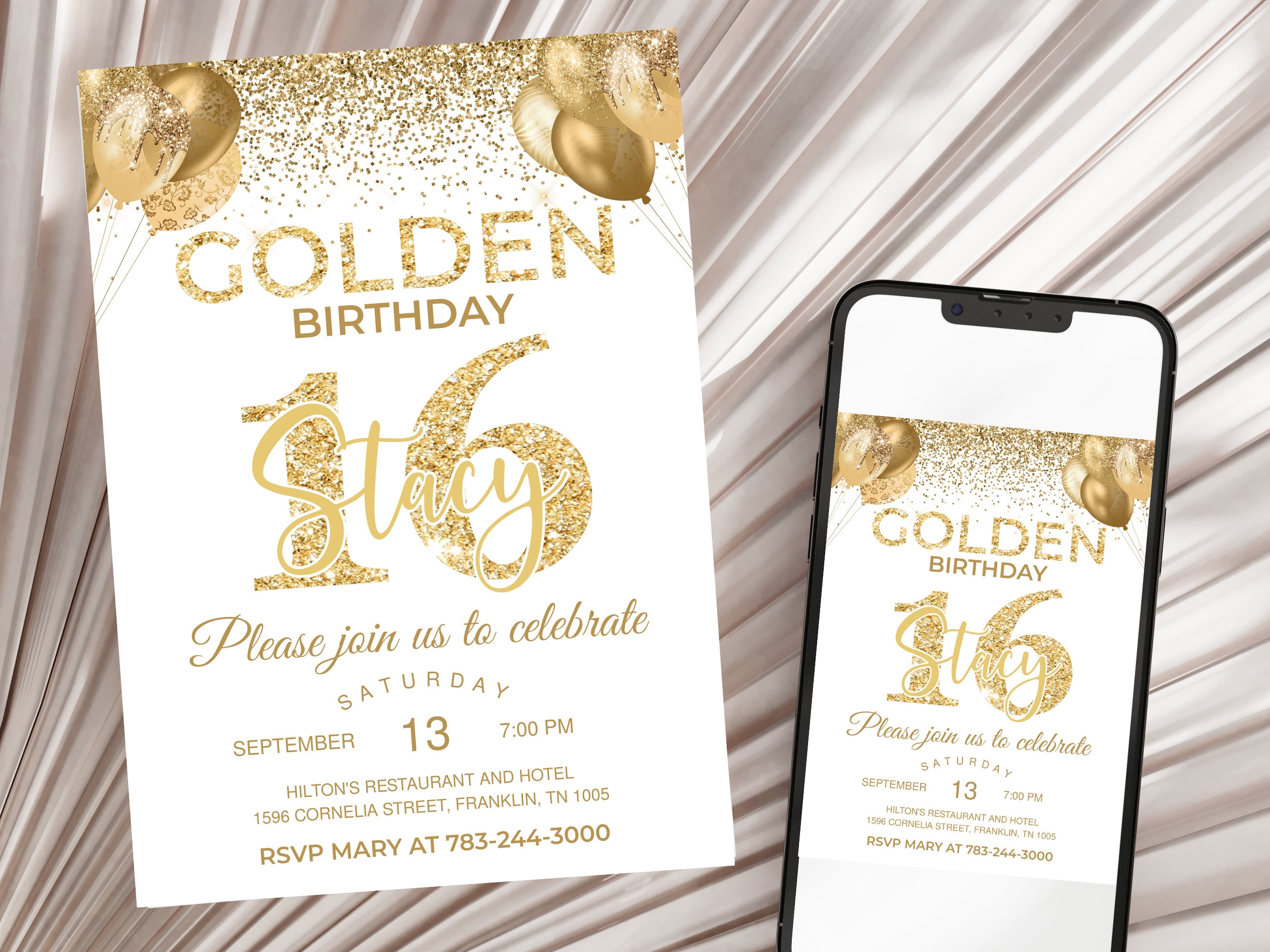 Golden Birthday Invitation Gold Glitter Birthday Invitation Golden ...