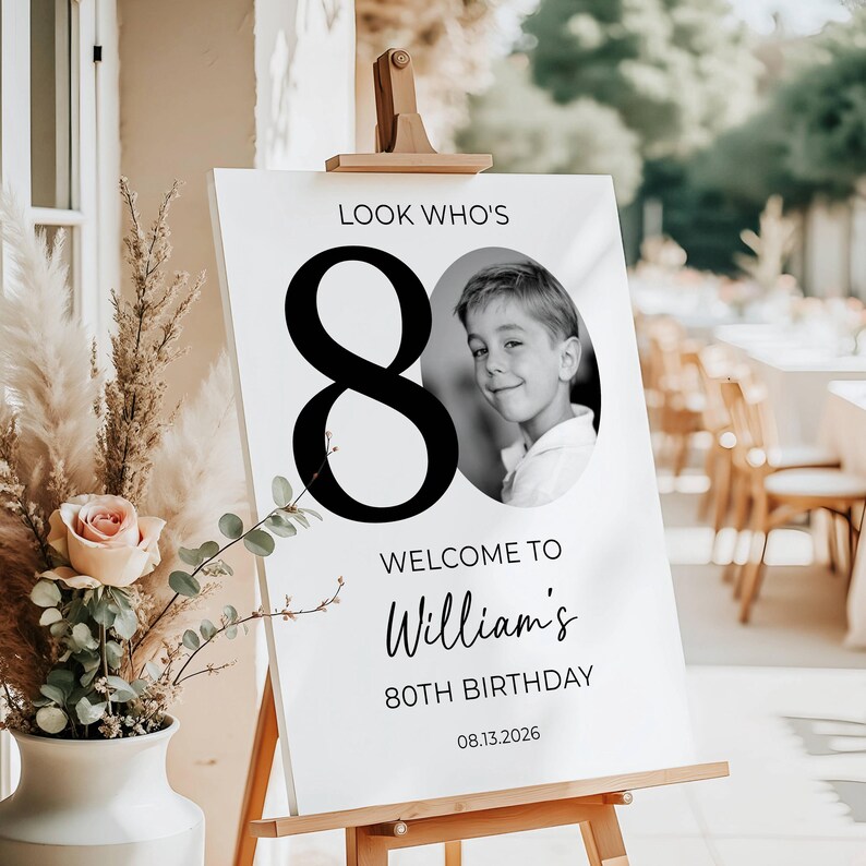 80th Welcome Sign, Look Who's 80 Welcome Sign, Modern 80th Welcome Sign ...