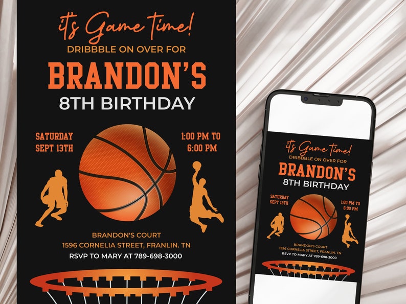 Basketball Birthday Invitation Template Printable Basketball - Etsy