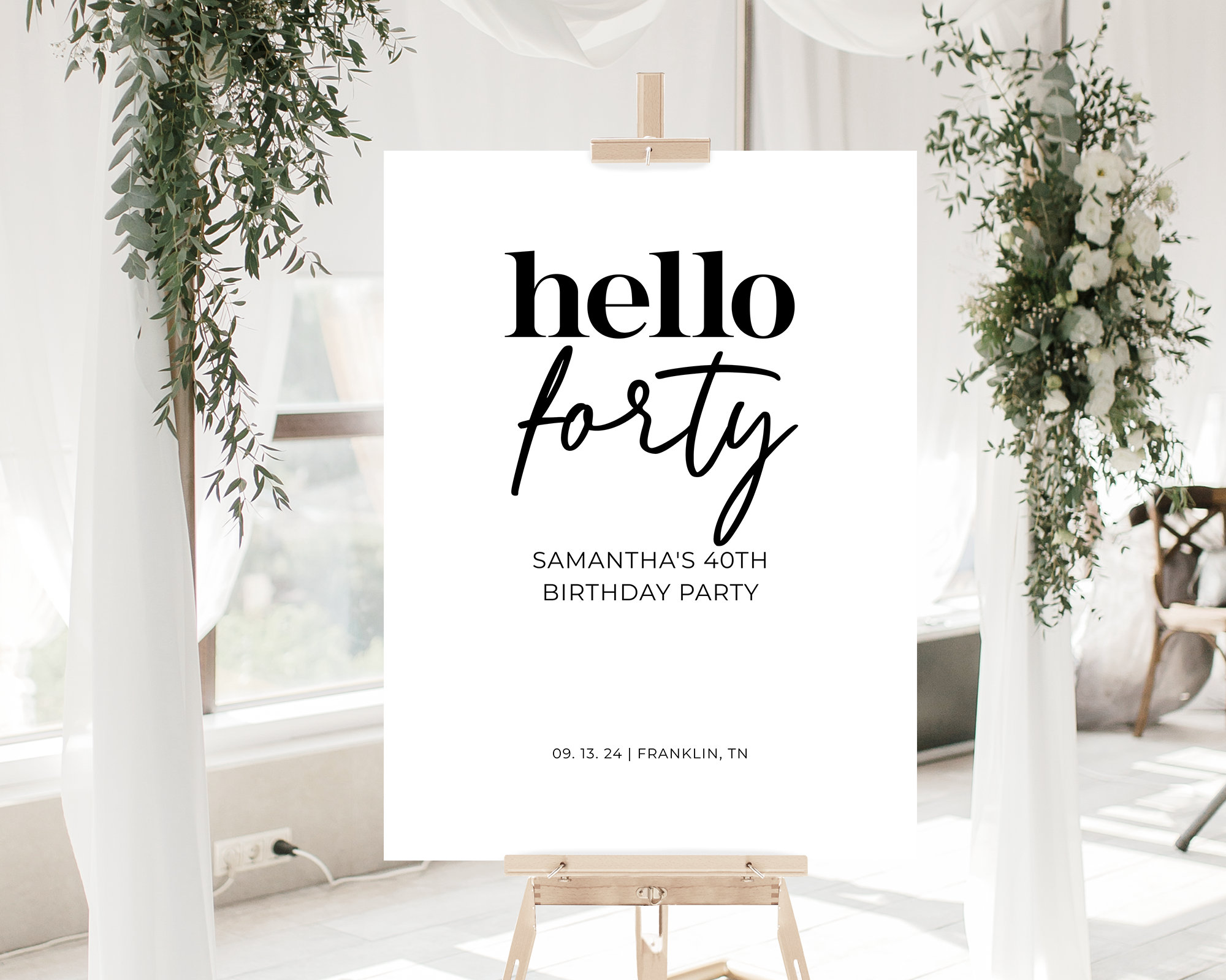Hello Forty Minimalist 40th Birthday Party Welcome Sign - Etsy
