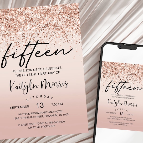 15th Birthday Invitation - Etsy
