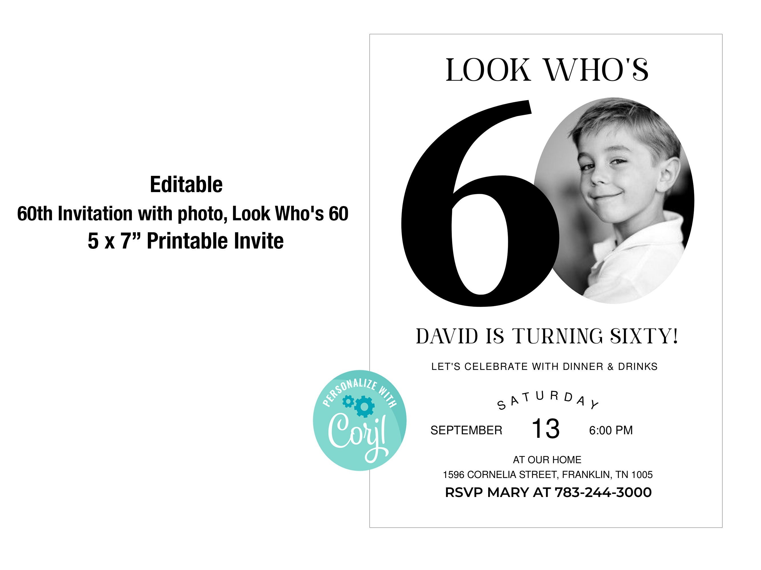 Look Who's 60 Funny Birthday Invitation 60th Invitation - Etsy