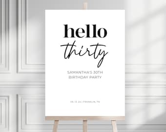 30th Birthday Welcome Sign Modern Pink and Orange Welcome Sign 30th ...