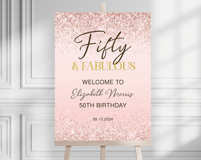 Fifty and Fabulous, Happy Birthday Sign, 50th Birthday Sign, 10 Inch ...