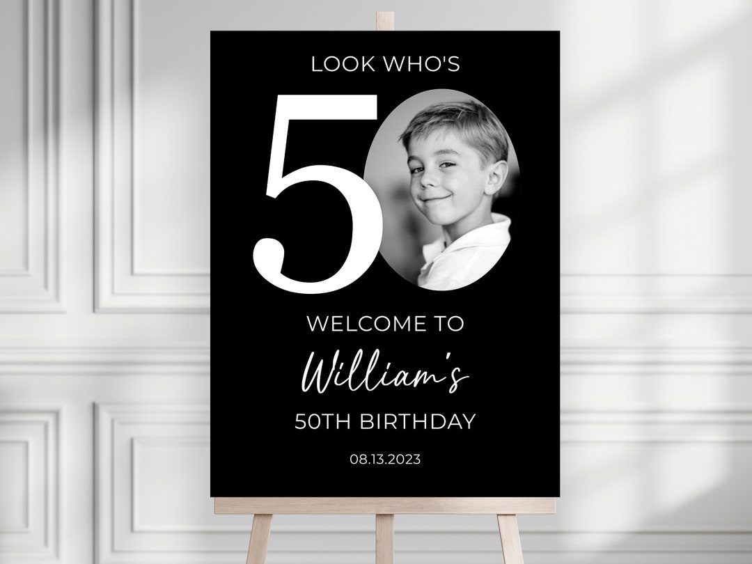 50th Welcome Sign, Look Who's 50 Welcome Sign, Modern 50th Welcome Sign ...