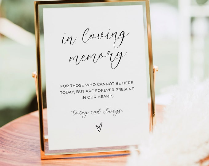 Minimalist in Loving Memory Sign Printable, Modern Forever in Our ...