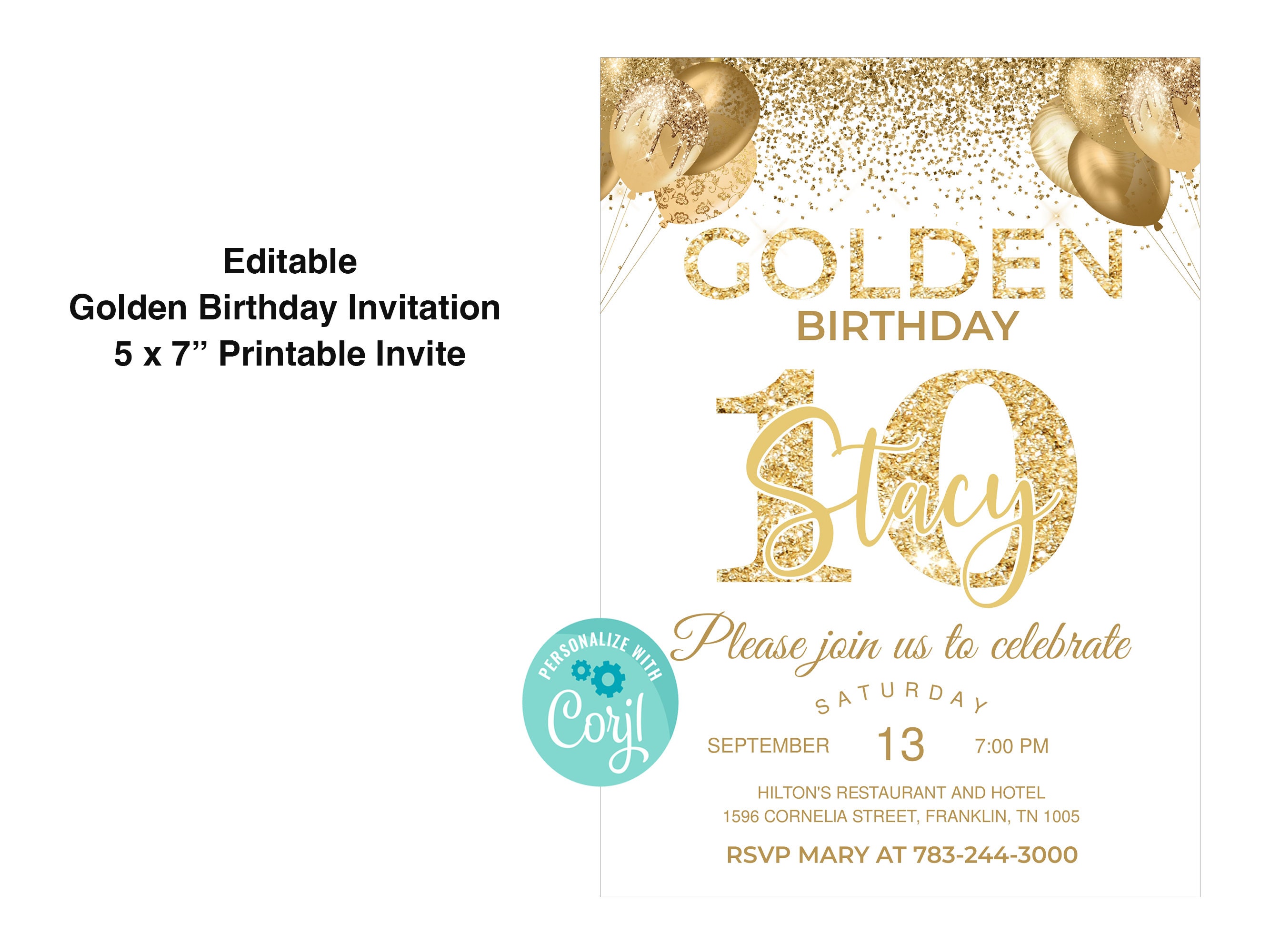 Golden Birthday Invitation Gold Glitter Birthday Invitation - Etsy