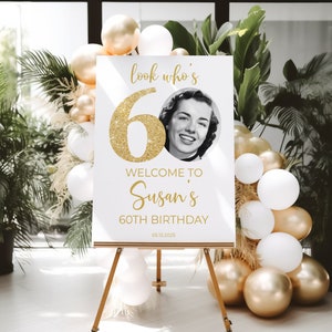 60th Welcome Sign, Look Who's 60 Birthday Welcome Sign, Modern 60th ...
