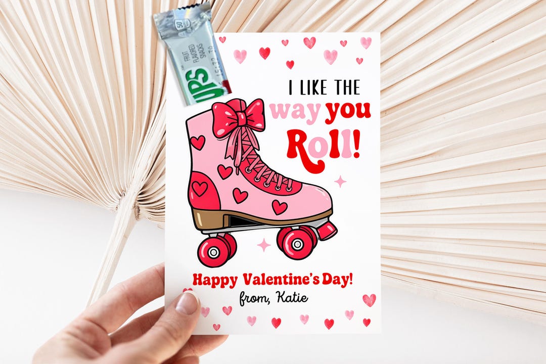 Roller Skate Valentine Card Template Printable Classroom Valentine for ...