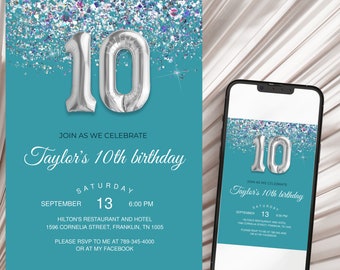 Teal Party Invitation - Etsy
