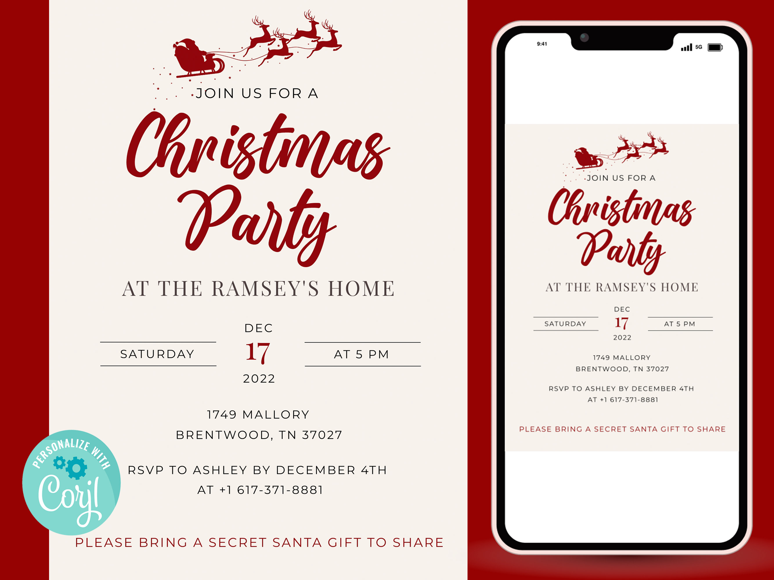EDITABLE Holiday Party Invitation Christmas Party Invite Printable ...