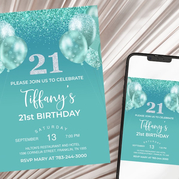 Teal Invitations - Etsy