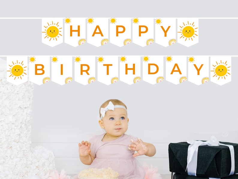 Sun Happy Birthday Banner First Trip Around the Sun Bunting Sunshine ...