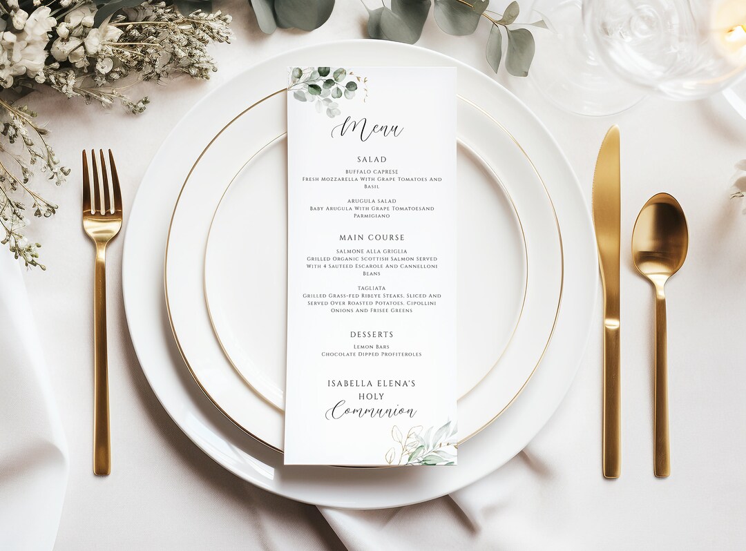 Holy Communion Menu Template, Printable Baptism Menu Template ...