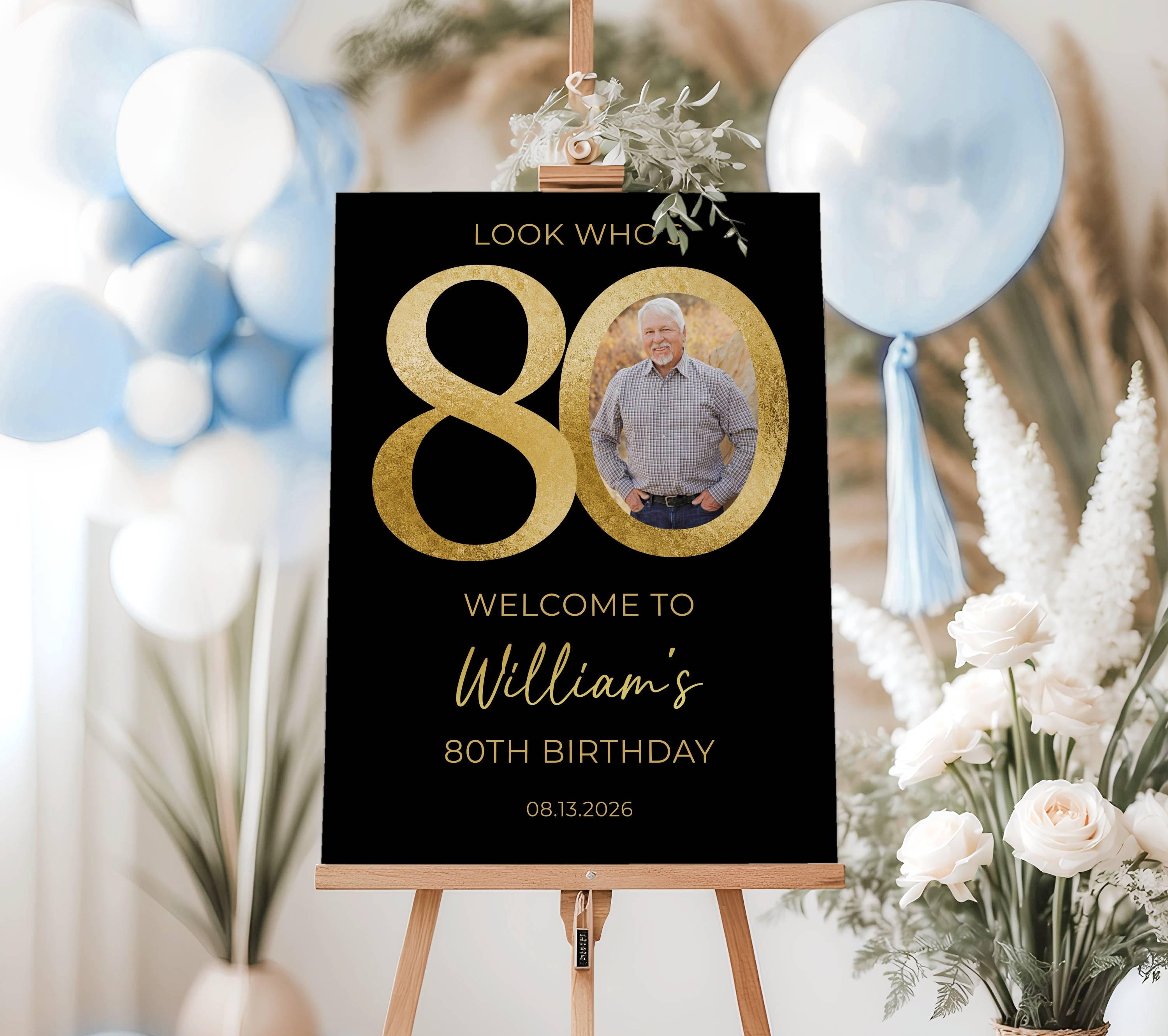 80th Welcome Sign, Look Who's 80 Welcome Sign, Modern 80th Welcome Sign ...