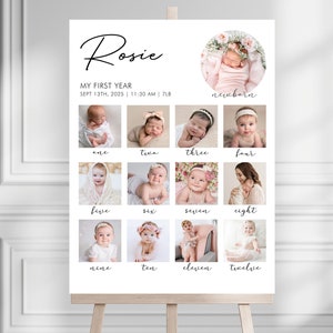 My First Year Board, Printable Baby's First Year Photo Poster Template ...