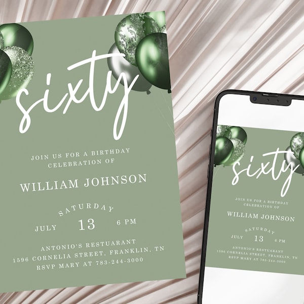 Green 60th Birthday Balloons - Etsy