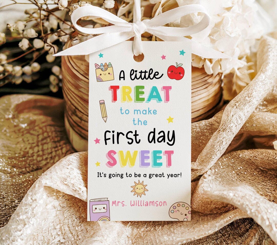 First Day of School Sweet Treat Tag, Teacher Cookie Tag, Welcome Back ...