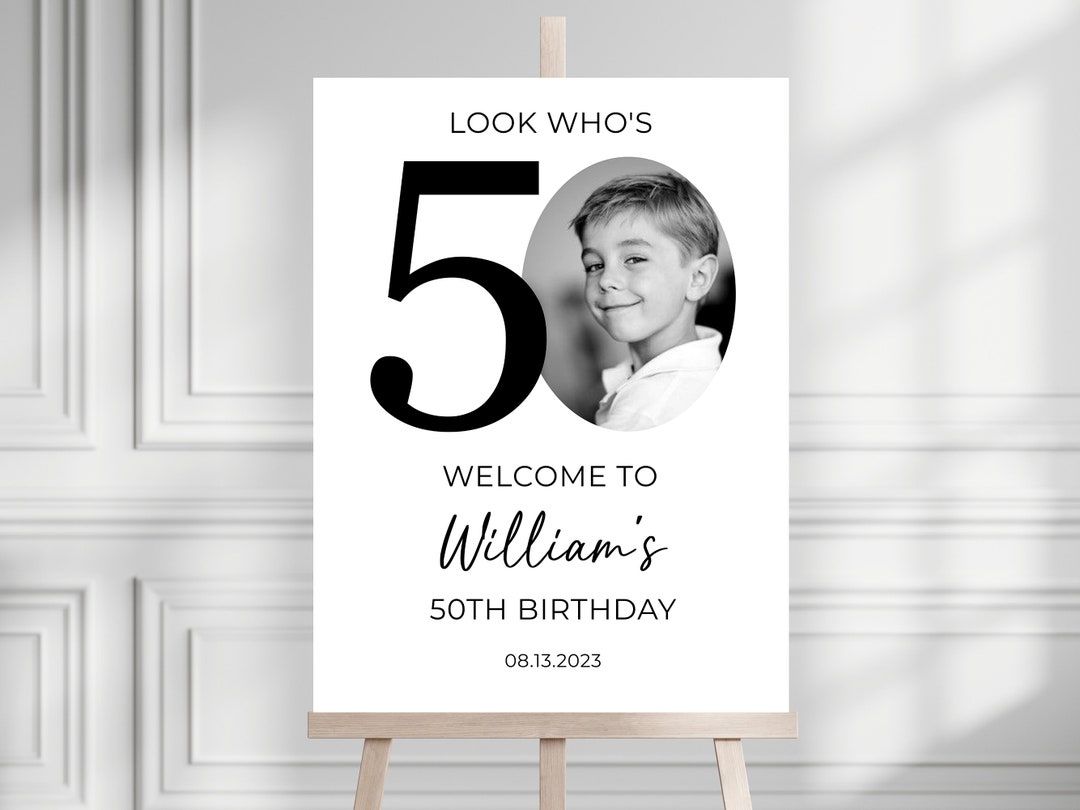 50th Welcome Sign, Look Who's 50 Welcome Sign, Modern 50th Welcome Sign ...
