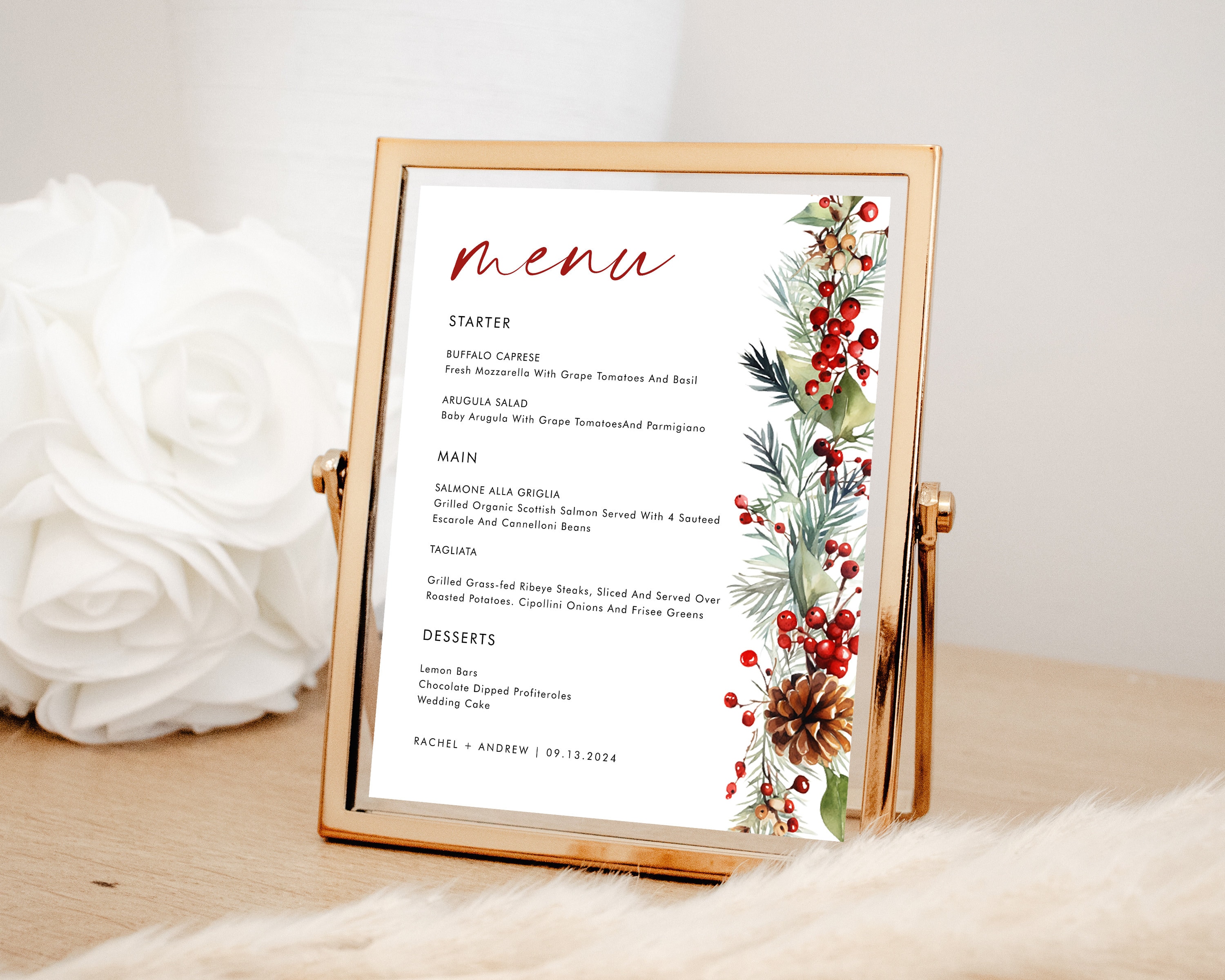 Christmas Menu, Printable Christmas Menu, Instant Download, Holiday ...