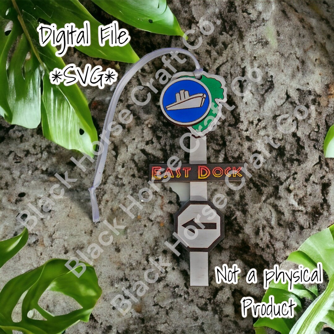 East Dock Sign Ornament SVG Digital File, Nedry's Sign, Dinosaur Park ...
