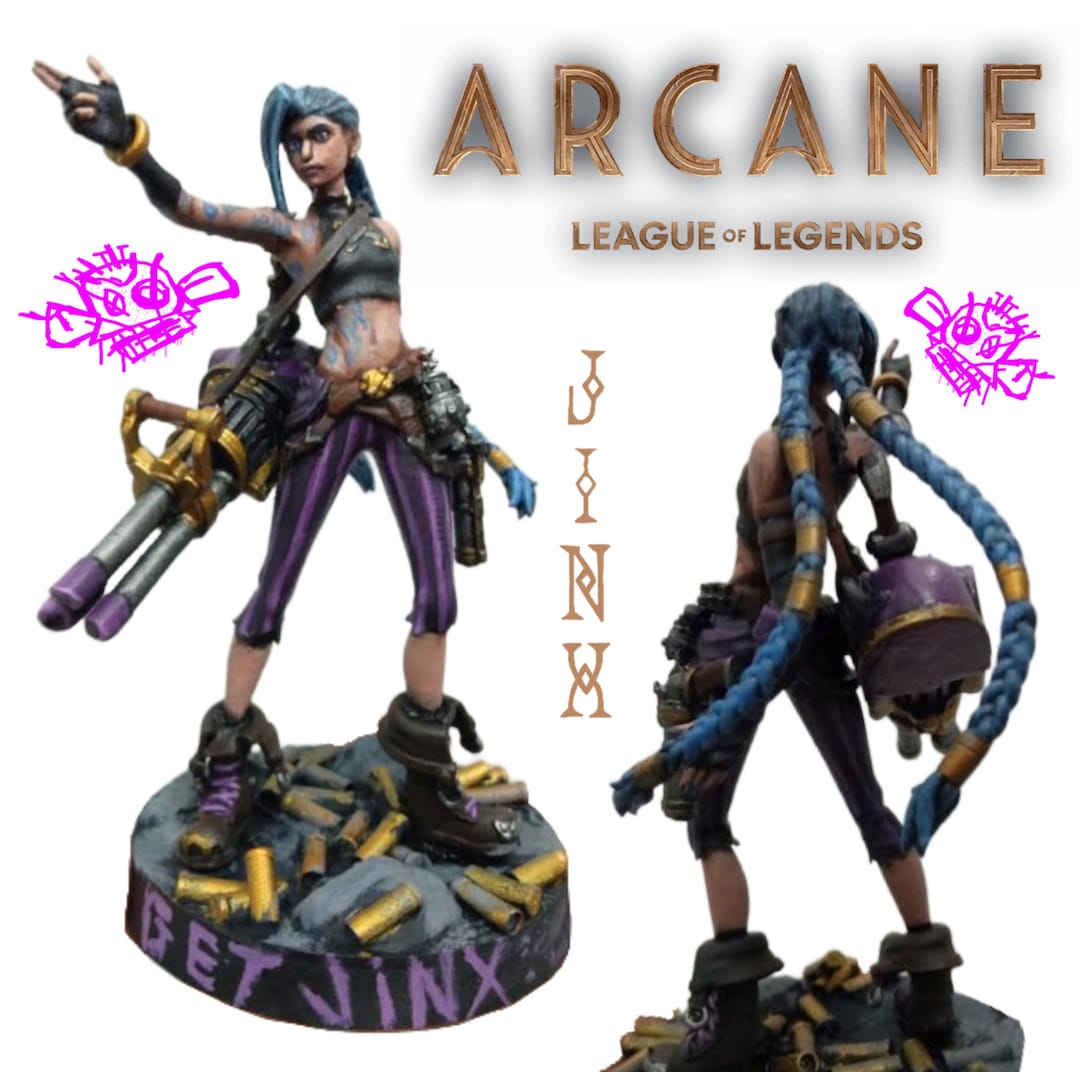 Jinx Arcane 3D Printed Miniature Figurine Including Pow-pow - Etsy