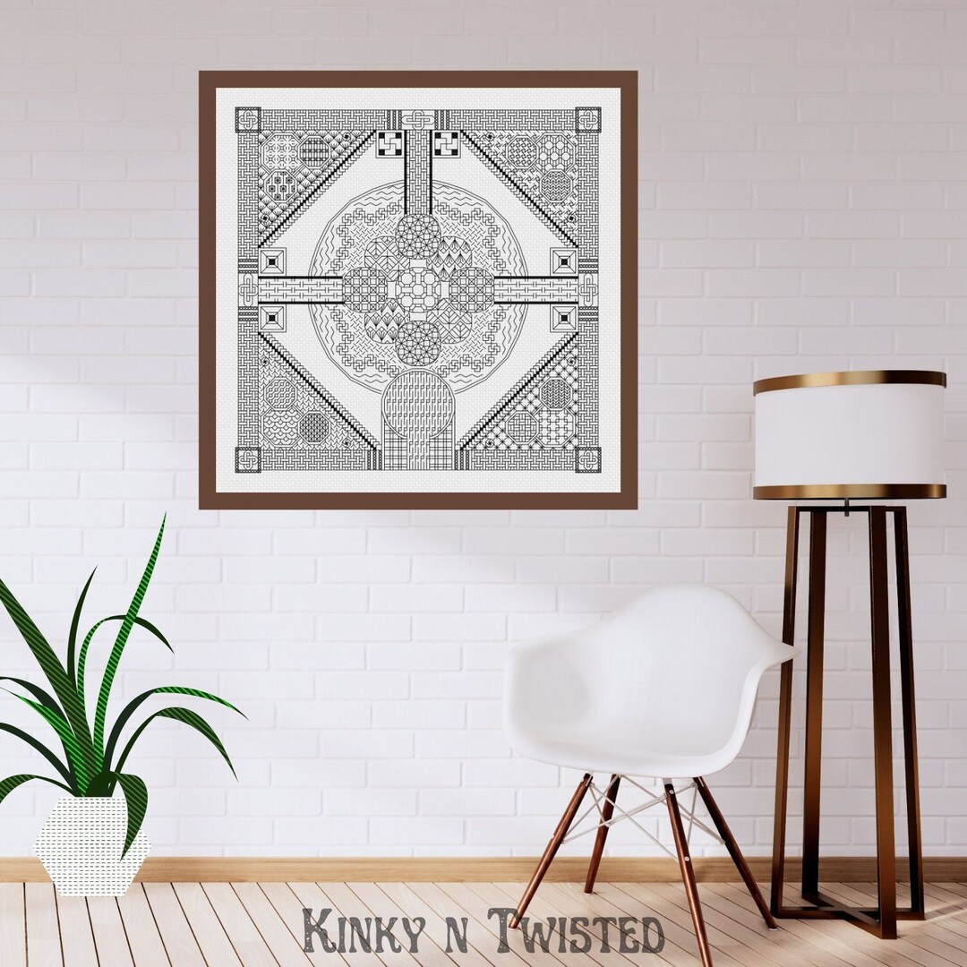 Japanese Zen Garden Blackwork Embroidery Pattern Modern - Etsy