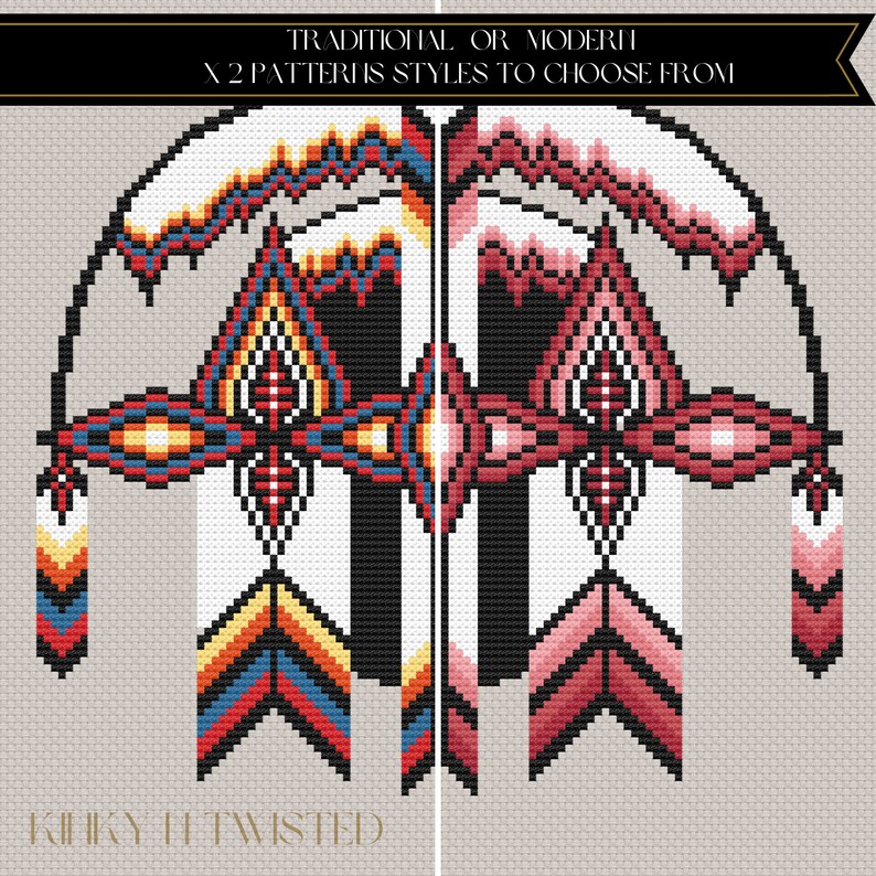 Double Pattern, First Nation Cross Stitch Wall Art Pattern, Modern ...
