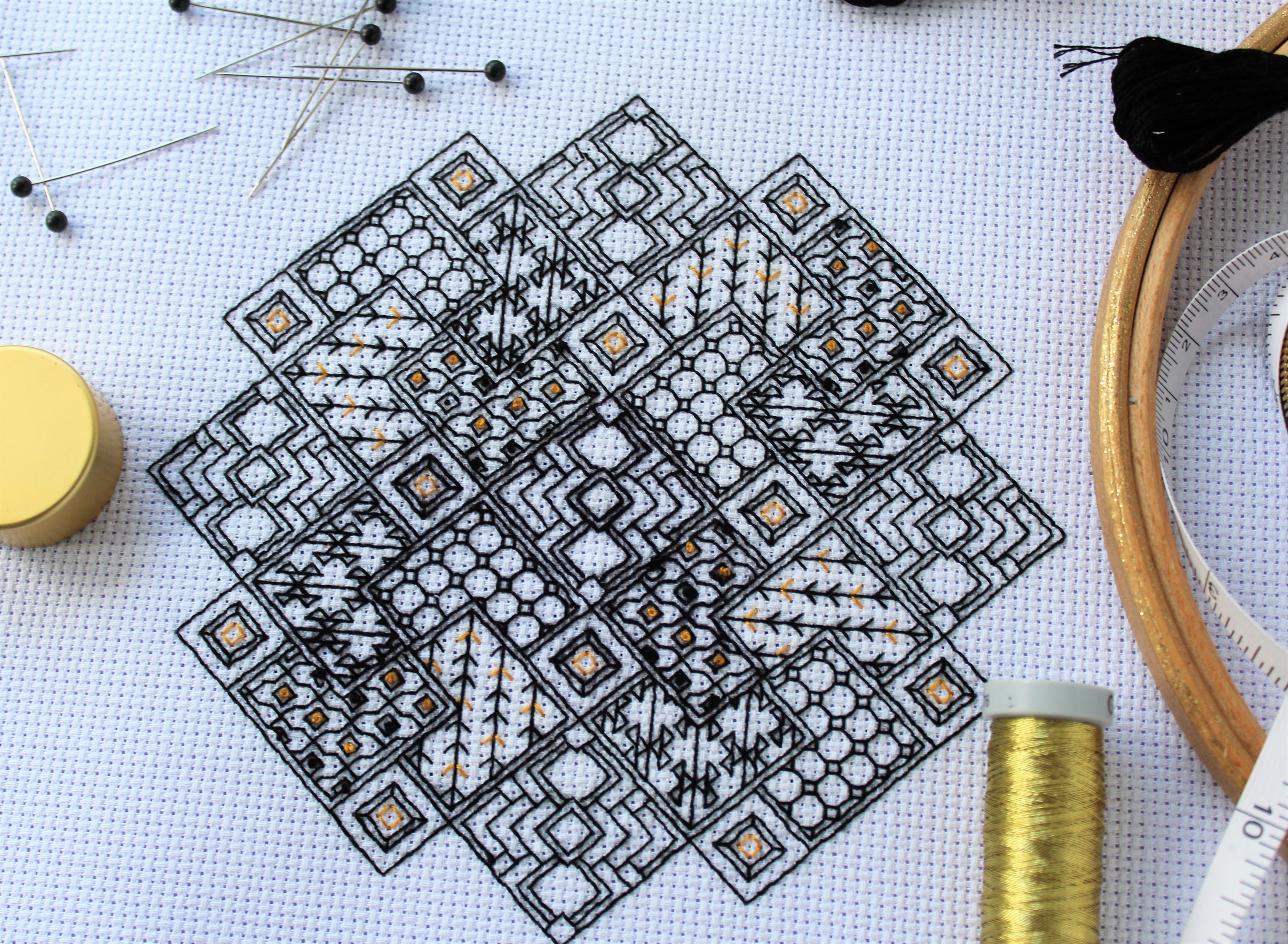 Modern Blackwork Embroidery Pattern, Journey in Blackwork Instant ...