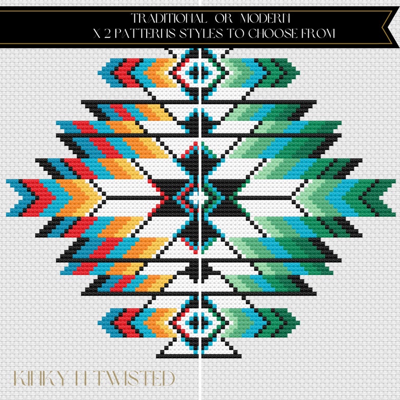 Double Pattern. Traditional First Nation Cross Stitch Pattern, Modern ...