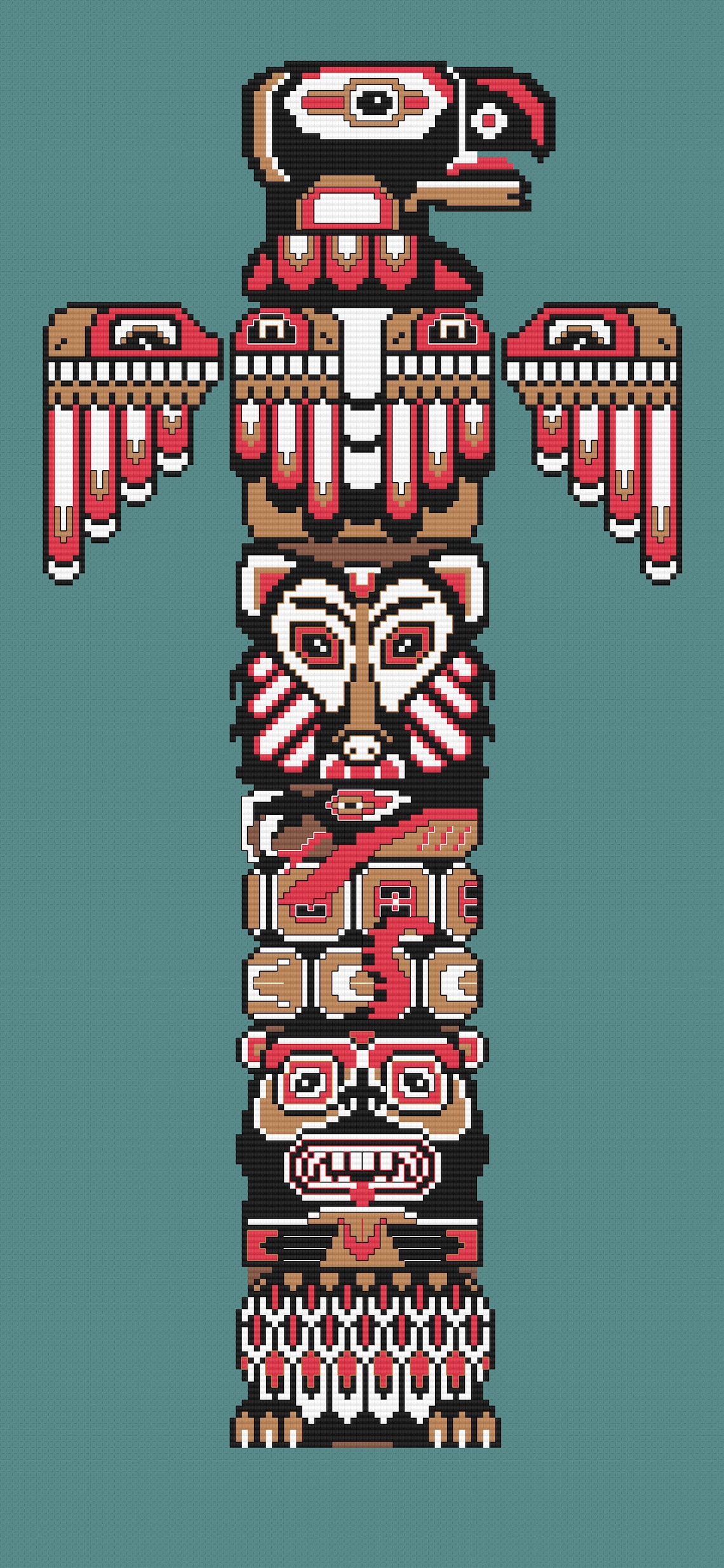 Haida Family Totem Pole Cross Stitch Pattern First Nation - Etsy UK