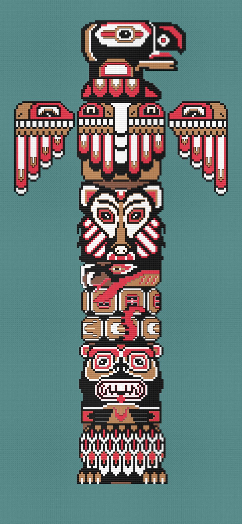 Haida Family Totem Pole Cross Stitch Pattern First Nation - Etsy UK