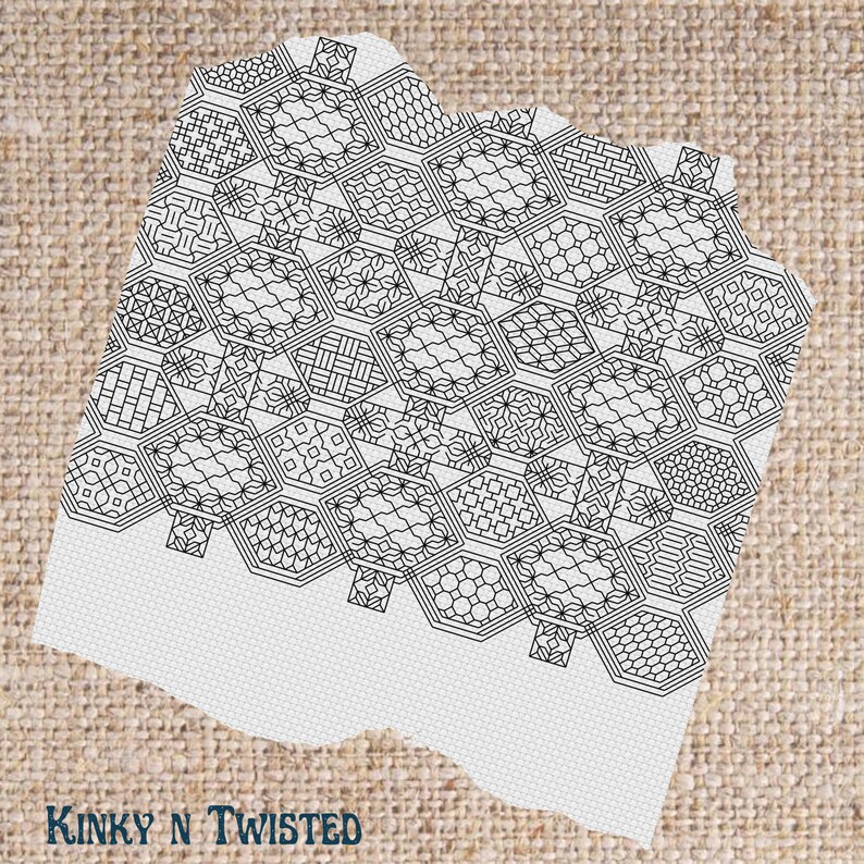 Journey in Blackwork Embroidery Pattern, Modern Boho Cross Stitch Pattern, Geometric Weave ...