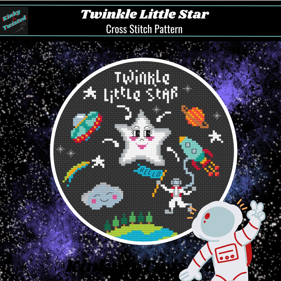 Twinkle Little Star Cross Stitch Pattern, Easy Nursery Rhyme Embroidery ...