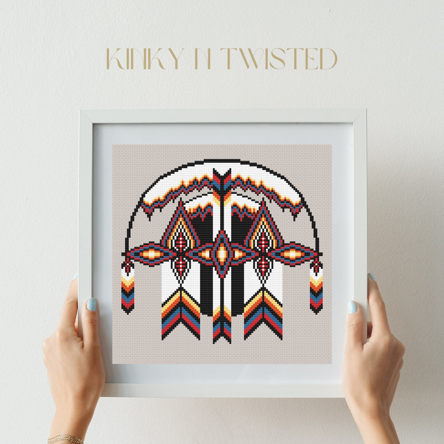 Double Pattern, First Nation Cross Stitch Wall Art Pattern, Modern ...