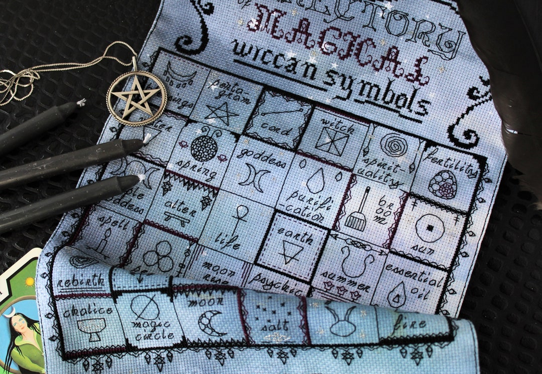 Directory of Magical Wiccan Symbols Black Work & Cross Stitch Pattern ...