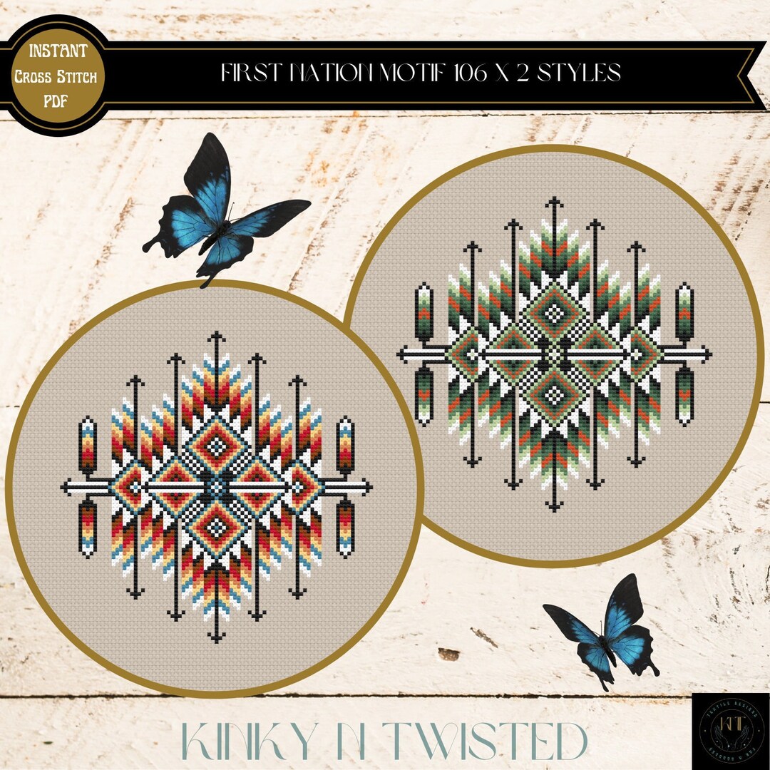 Double Pattern, Traditional First Nation Cross Stitch Pattern, Modern ...